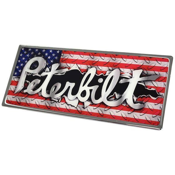 Delpann - Peterbilt Rectangular Logo Emblem (USA flag) – Berube's Truck ...