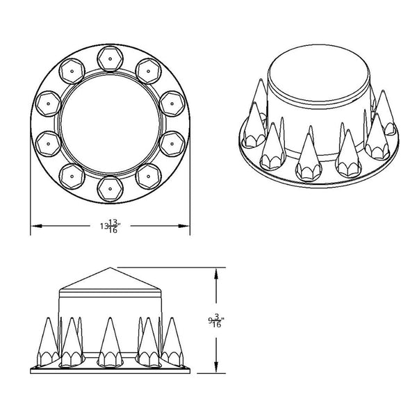 Pointed Rear Axle Cover With 33mm Spike Thread-On Nut Covers - Matte B ...