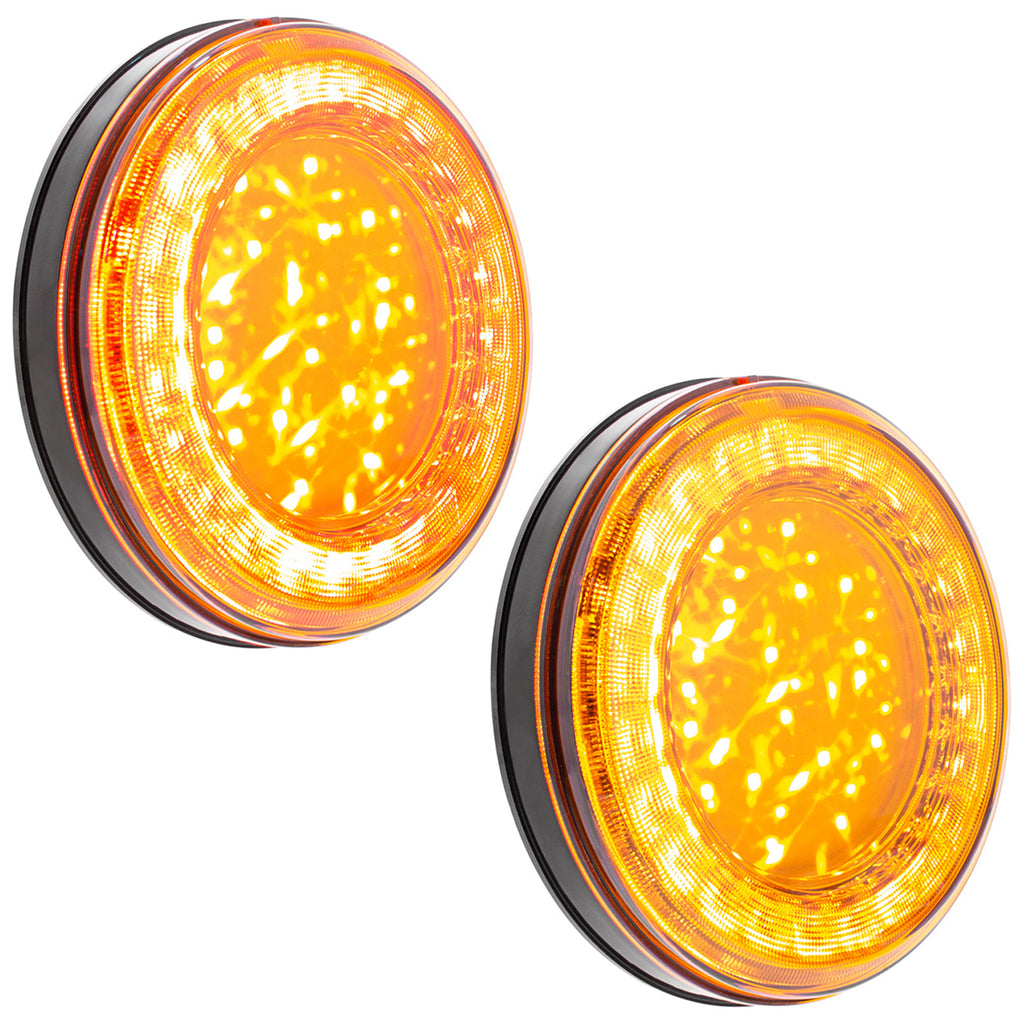 33 LED 4" Round Lumos Turn Signal Light S-Series - Amber LEDs (Amber o ...