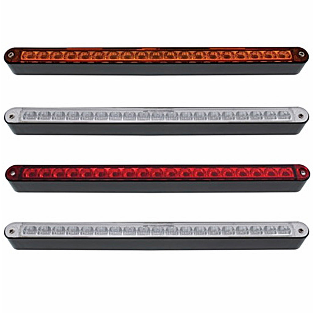 19 LED 12" Reflector Light Bar With Black Housing - Amber or Red LEDs ...