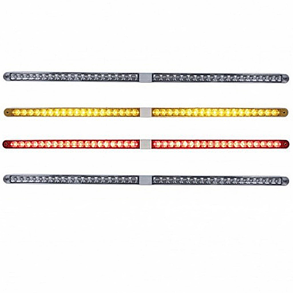 Dual 14 LED 12" Reflector Light Bars w/ Bezel - Amber or Red LEDs (Amb ...