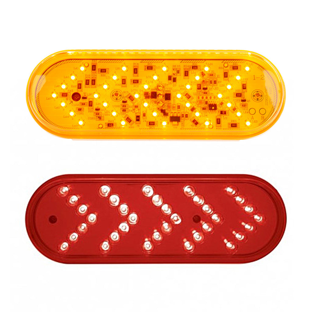 35 LED 6" Oval Sequential Turn Signal Light - Amber or Red LEDs (Amber ...