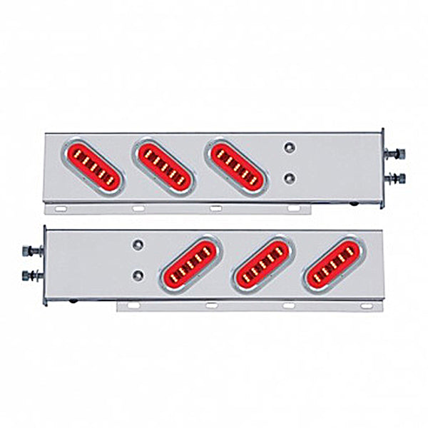 2-1/2" Bolt Pattern SS Spring Loaded Bar w 6 X 22 Red LED 6" Oval GloL ...