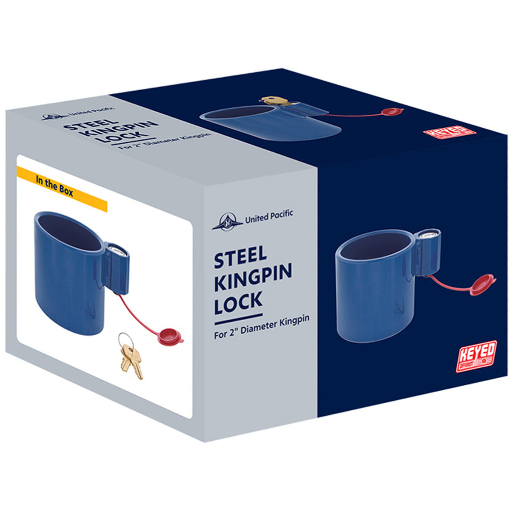 United Pacific - Heavy Duty Steel Blue King Pin Lock For 2" Diameter K ...