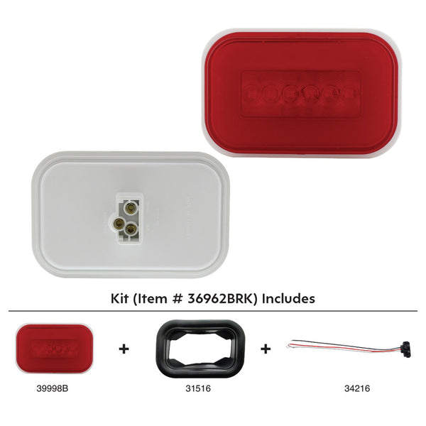 14 LED Rectangular Stop, Turn & Tail GloLight - Red LED (Red Lens) Lig ...