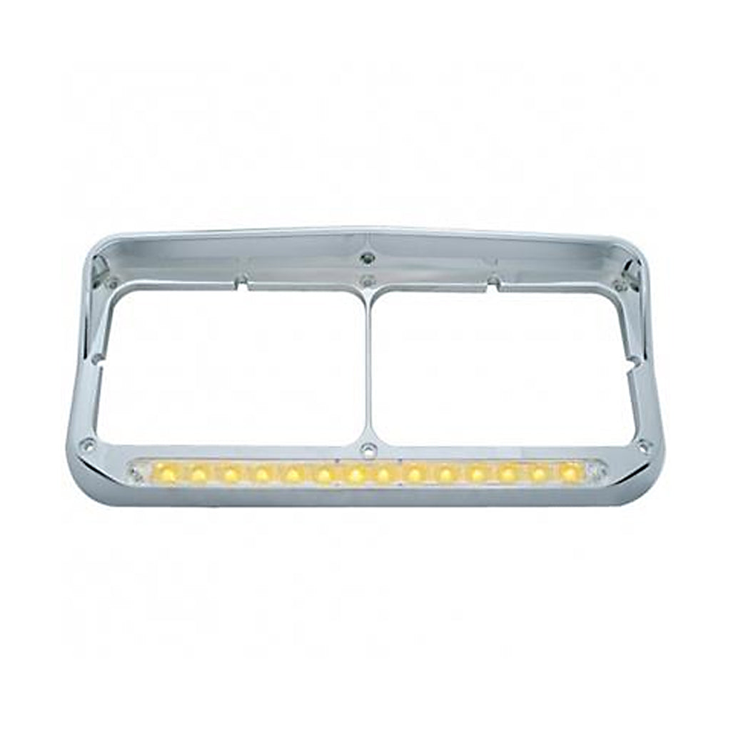 Dual Headlight Bezel with Visor (various colors) 14 LED Rectangular ...
