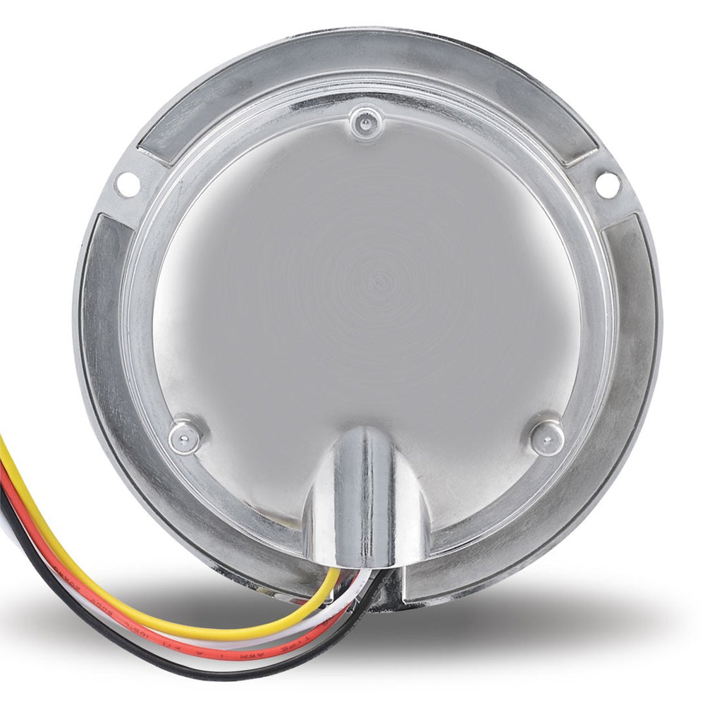 4" Red Stop, Turn & Tail to Green Aux Round Flange Mount LED Light - 19 ...