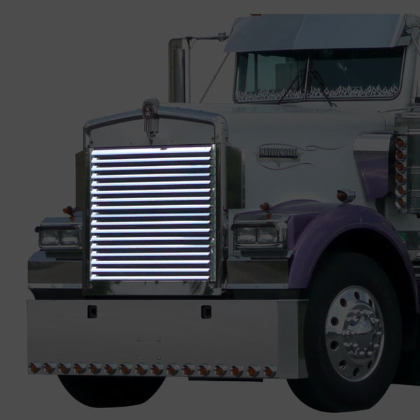 RoadWorks - Kenworth W900B Stainless Steel Grill with 17 Louvered Bars ...