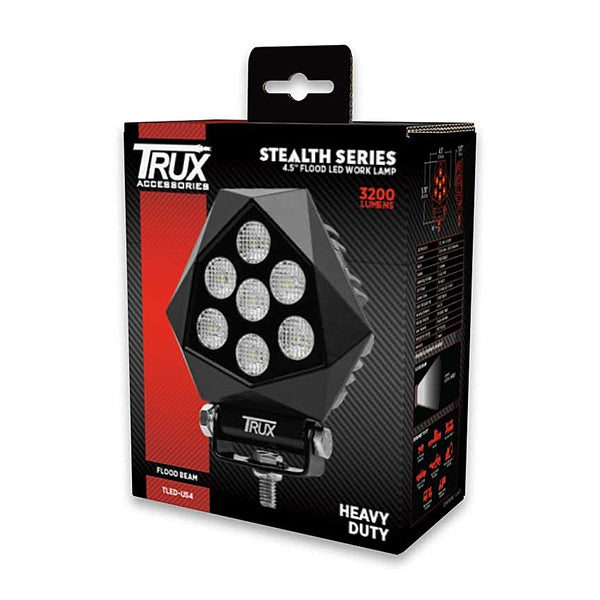 Trux 3200 Lumen, 4.5" Stealth Series Heavy Duty LED Flood/Work Lamp ...